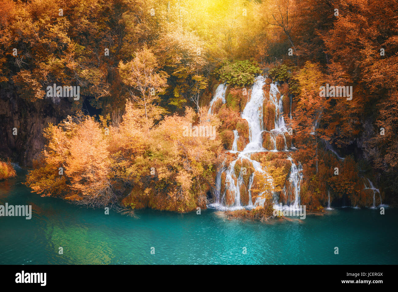 Beautiful fall colors forest waterfall Stock Photo - Alamy