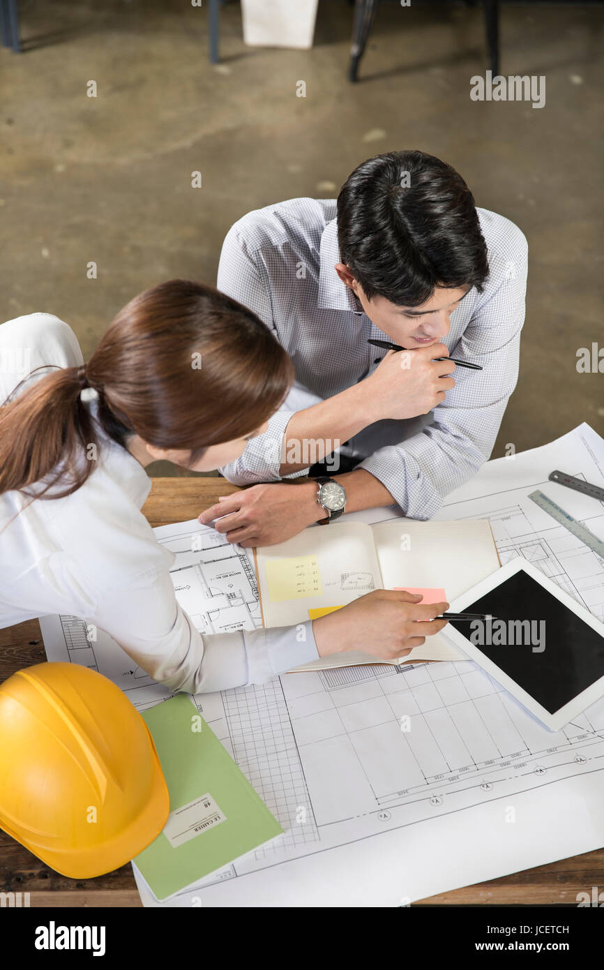 High angle view architects hi-res stock photography and images - Alamy