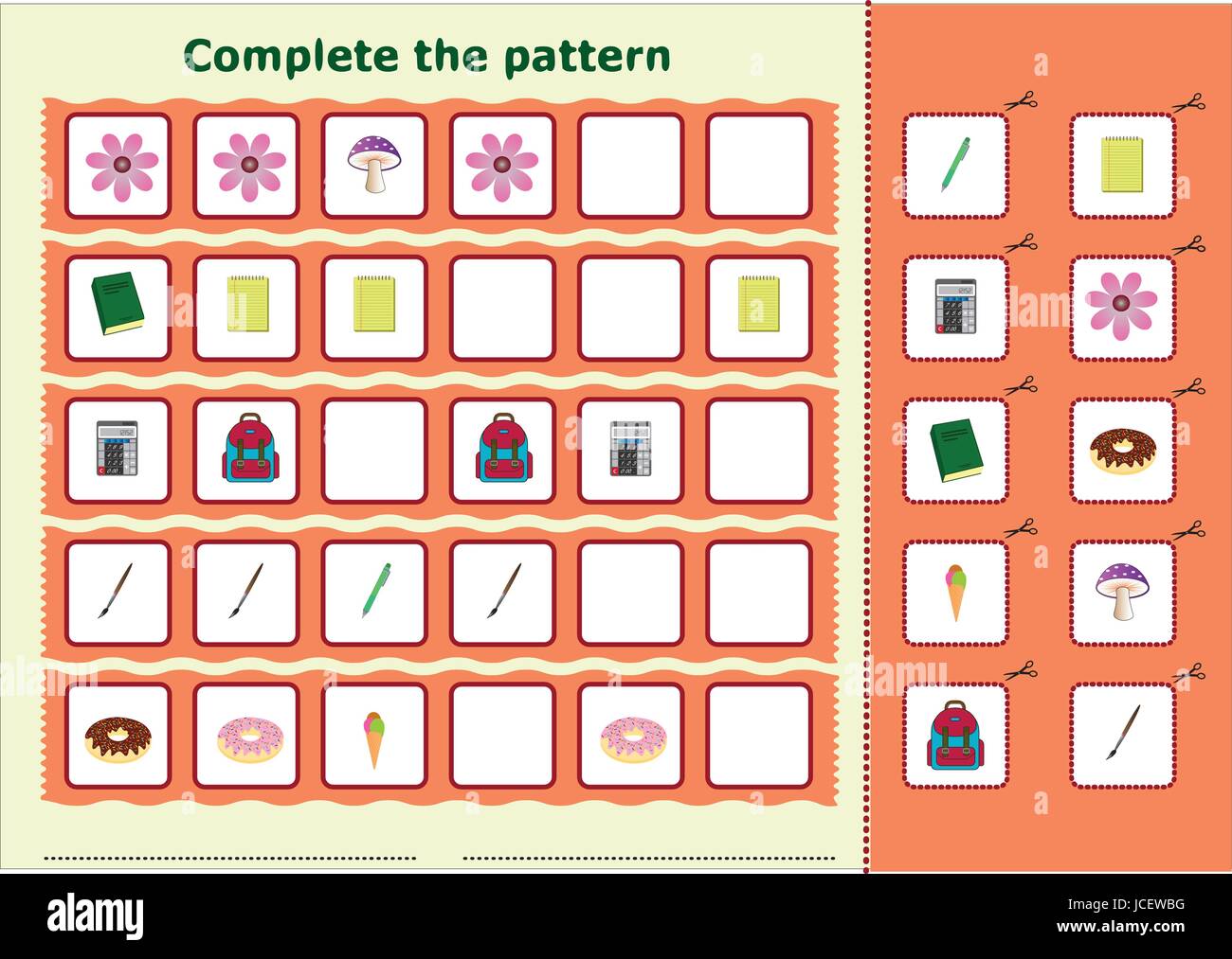 Complete the pattern, Worksheet for kids Stock Vector Image & Art - Alamy