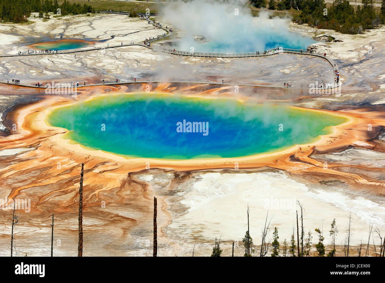 birds-eye view of the Grand Prismatic pool in Yellowstone National Park ...