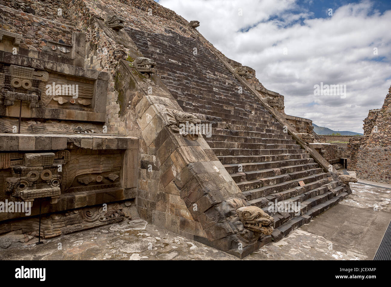 Aztec pyramid in the ancient city of Teotihuacan decorated with stone ...