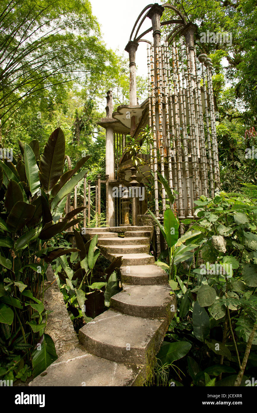 unfinished surreal concrete structure in the jungle at Las Pozas ...