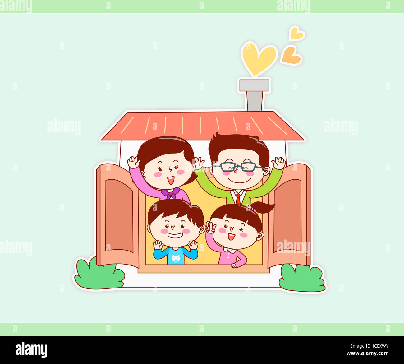 Harmonious family in a house Stock Photo - Alamy