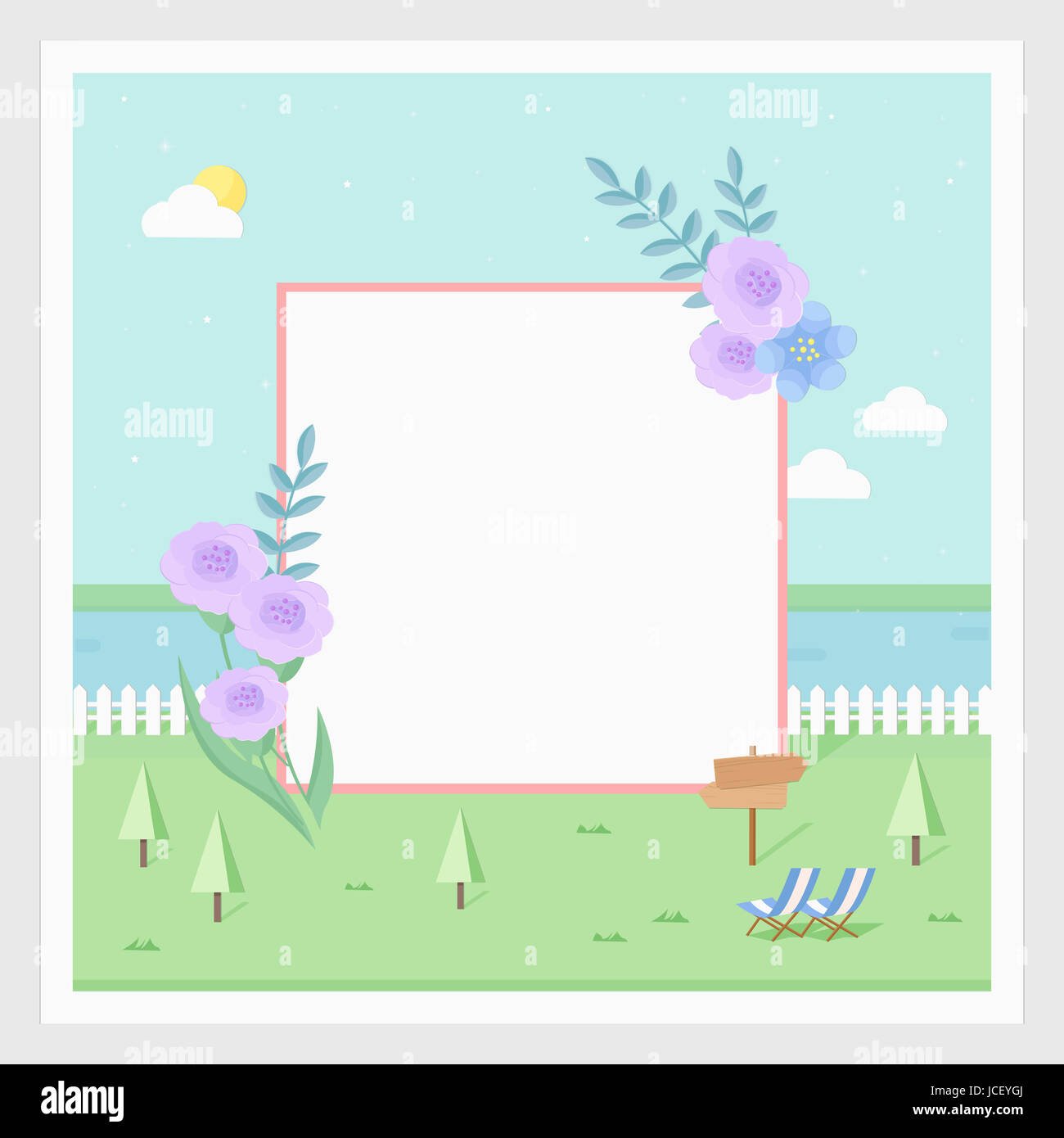 Frame with spring background Stock Photo - Alamy