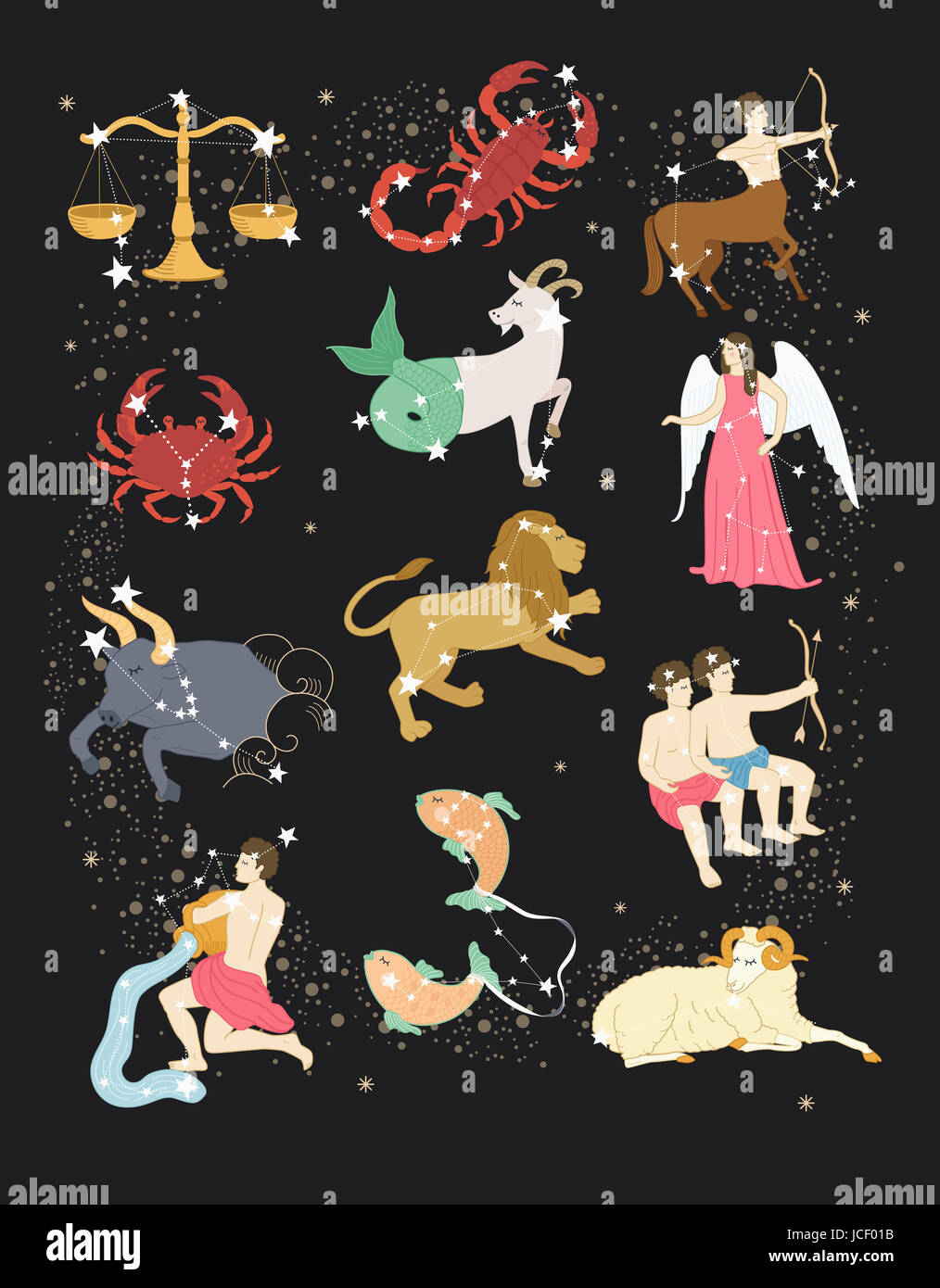 Illustrations of various zodiac Stock Photo - Alamy