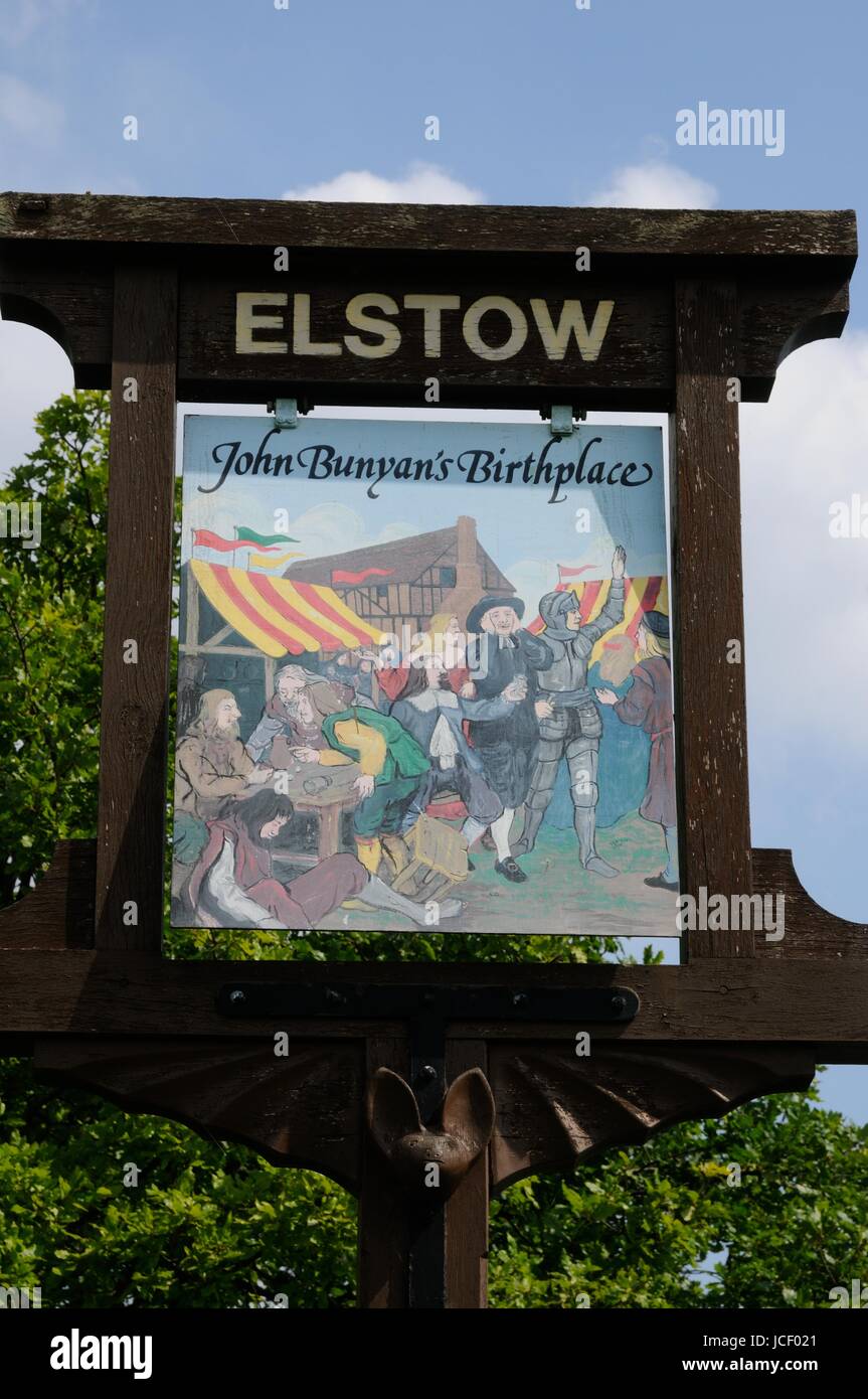 Village sign, Elstow, Bedfordshire Stock Photo - Alamy
