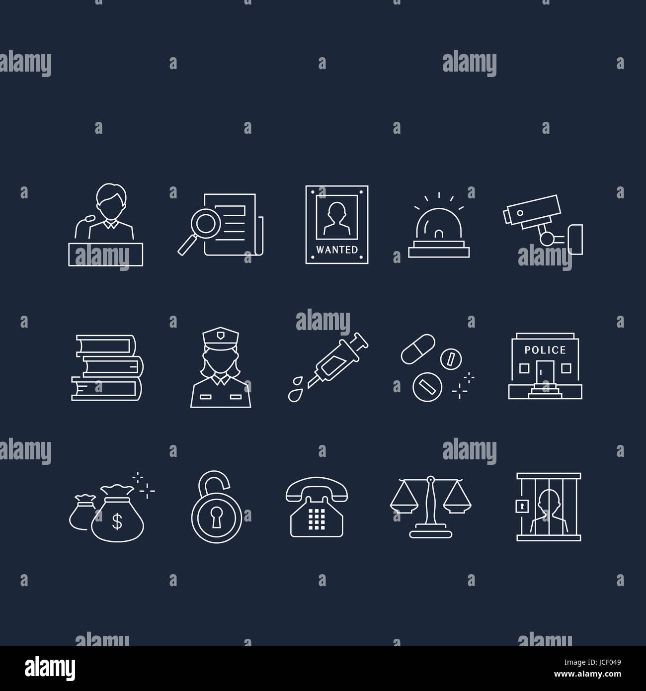 Set of various icons related to public order and security Stock Photo ...