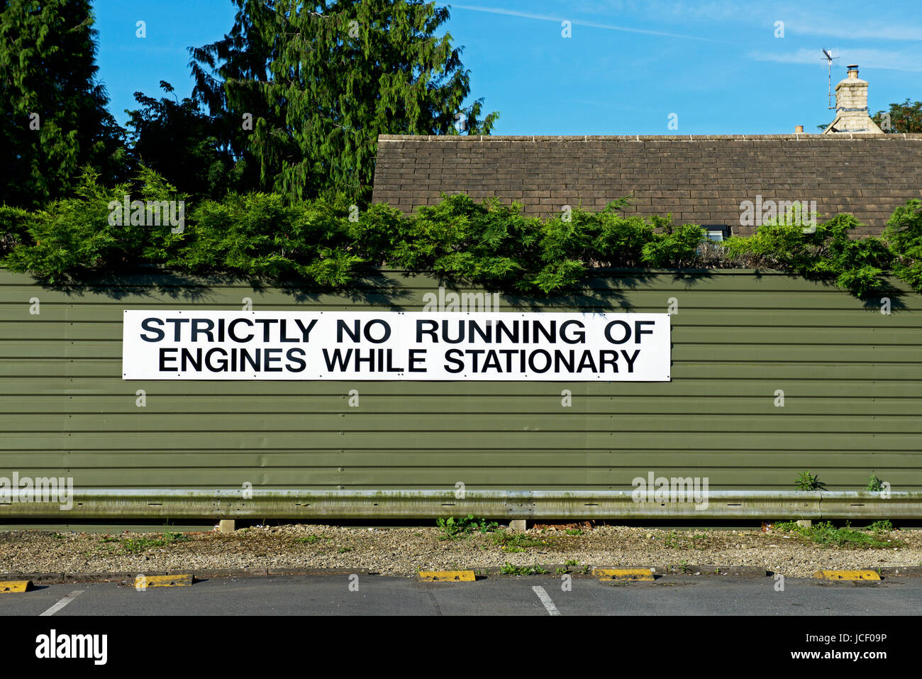 Sign - strictly no running of engines while stationary - England UK ...