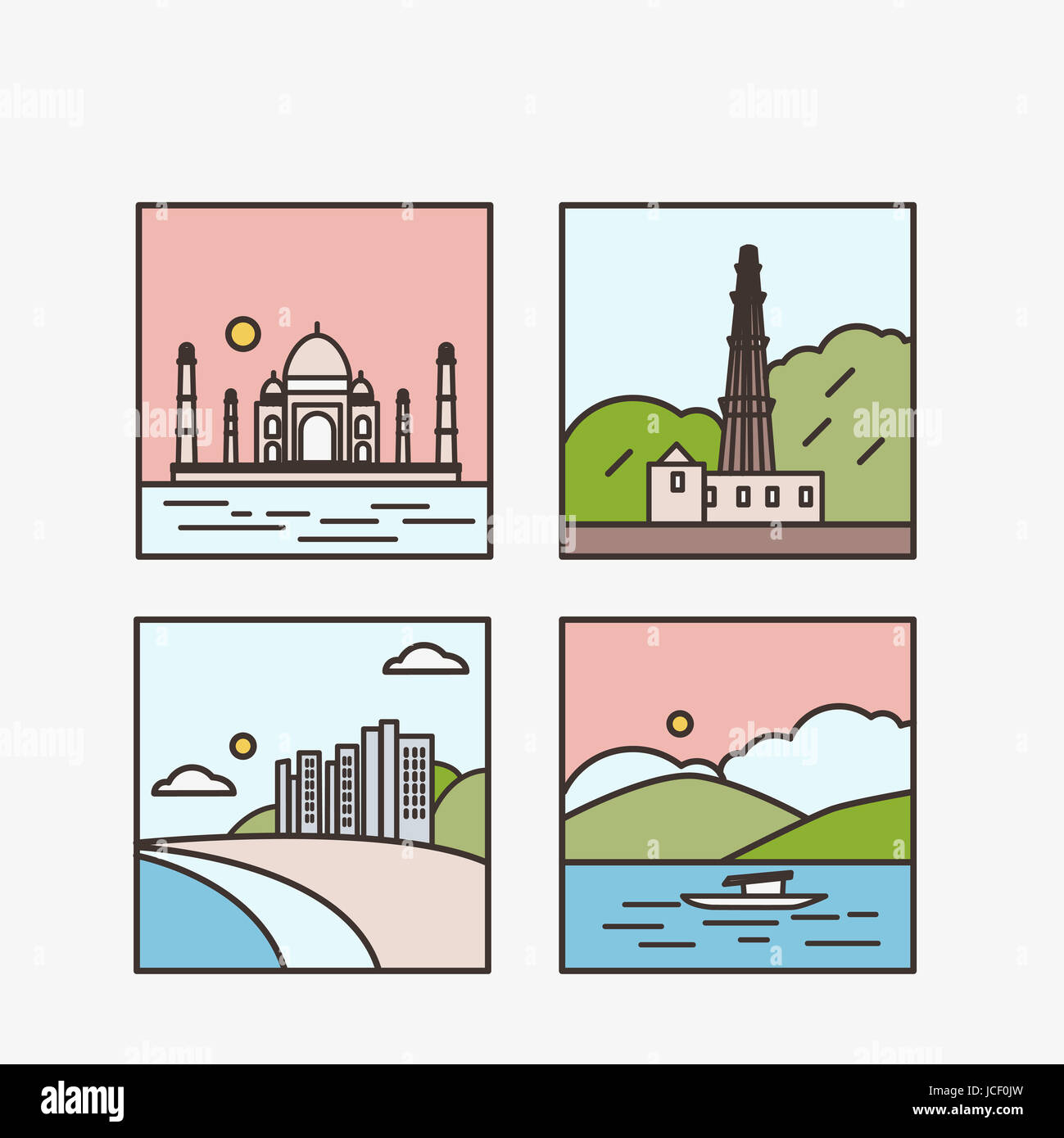 Illustrations of landmarks in India Stock Photo - Alamy