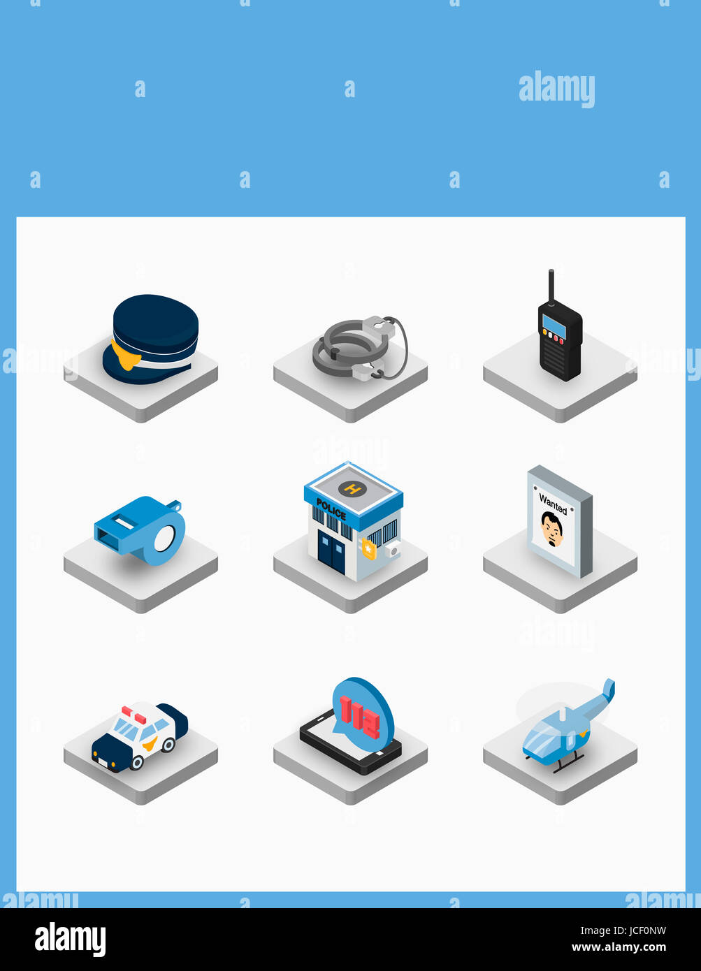 Set of various icons related to police department Stock Photo - Alamy