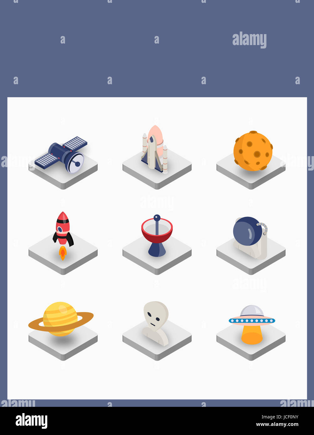 Set of various icons related to space science Stock Photo - Alamy