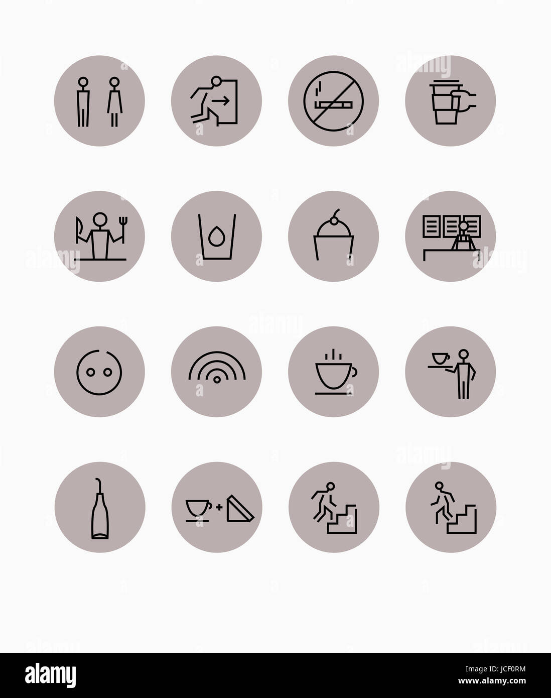 Set of pictogram icons related to cafe Stock Photo - Alamy