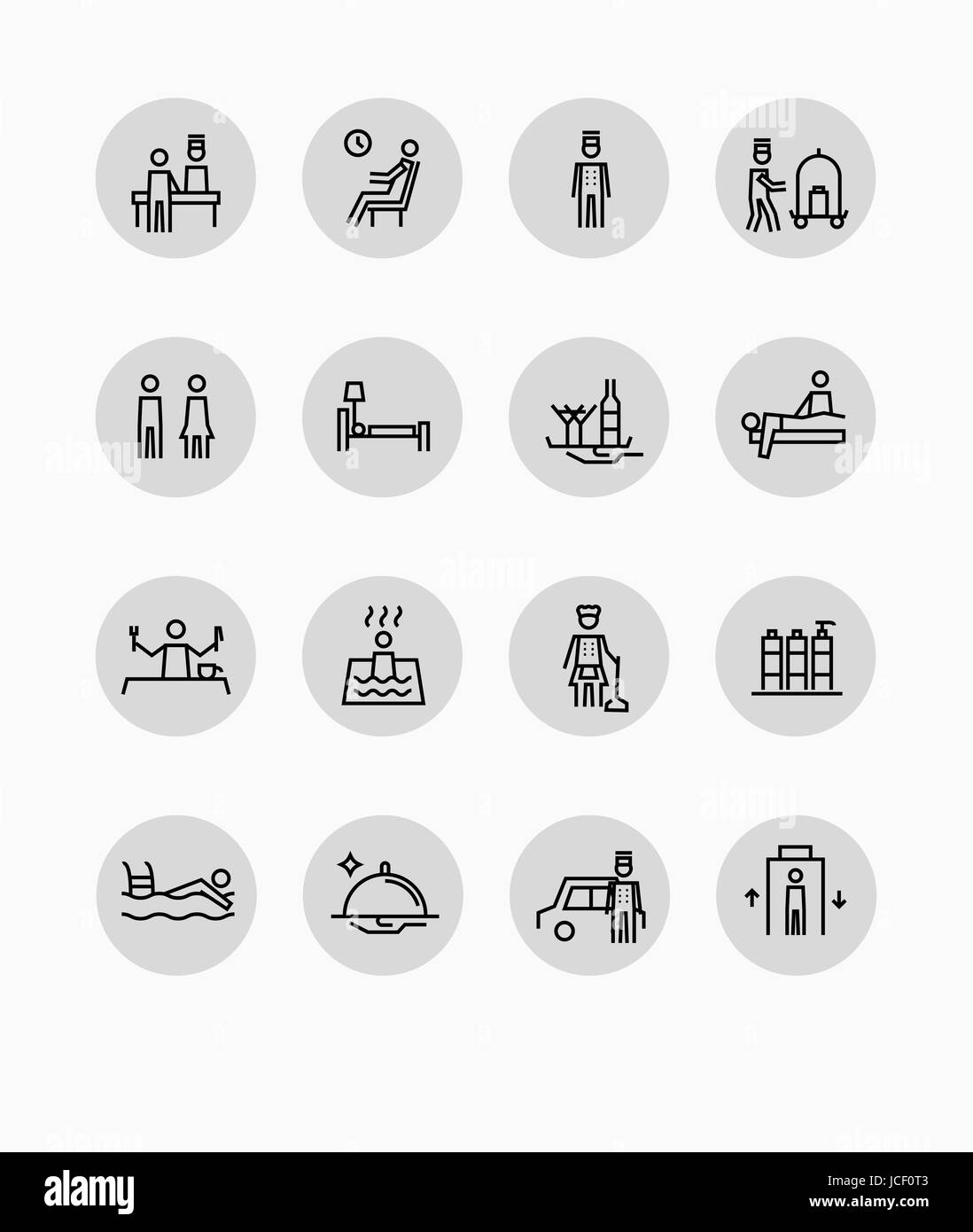 Set of pictogram icons related to hotel Stock Photo - Alamy