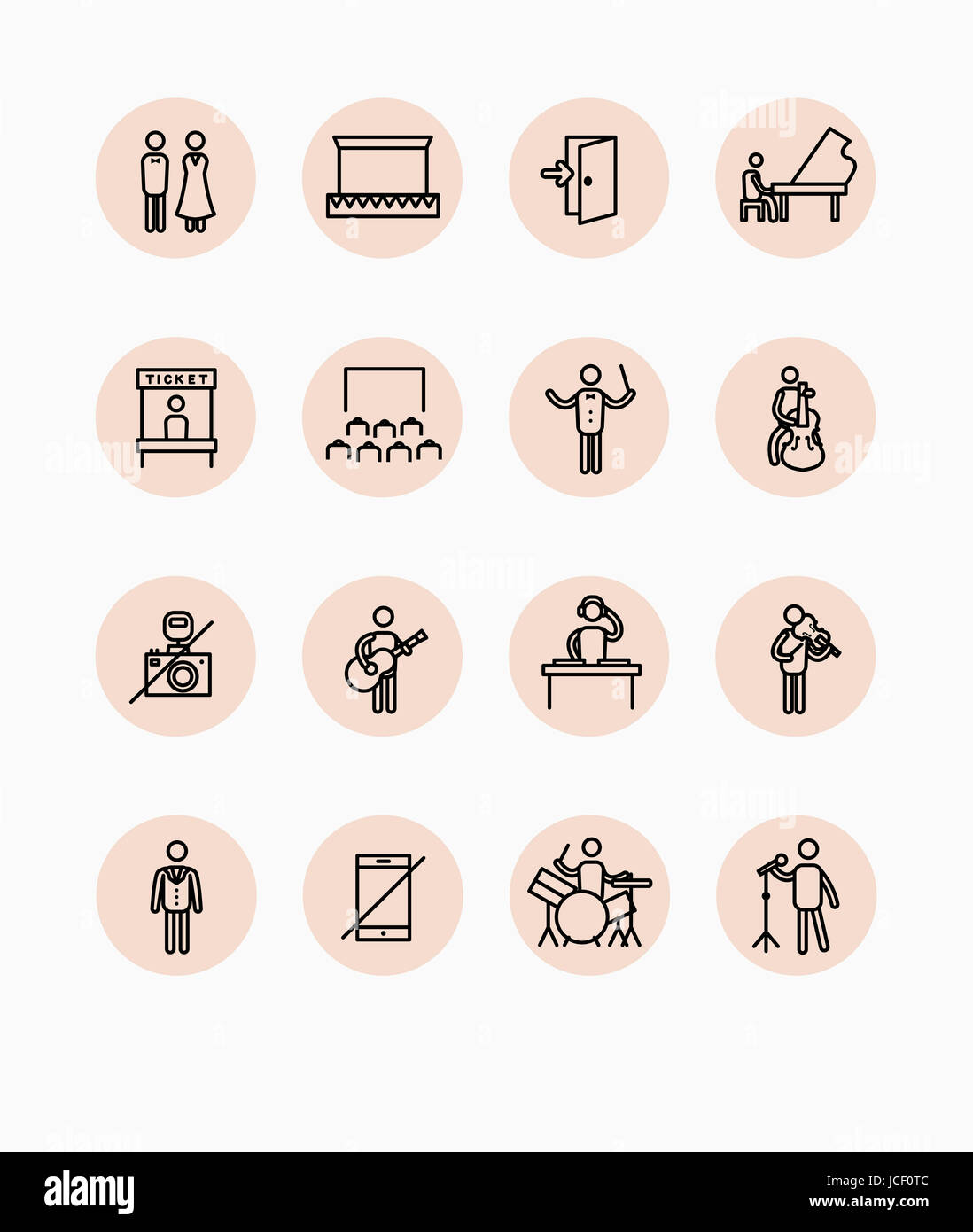 Set of pictogram icons related to concert Stock Photo - Alamy