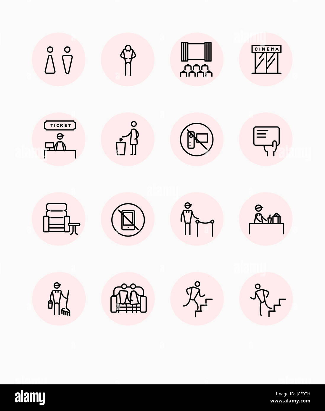 Set of pictogram icons related to cinema Stock Photo - Alamy