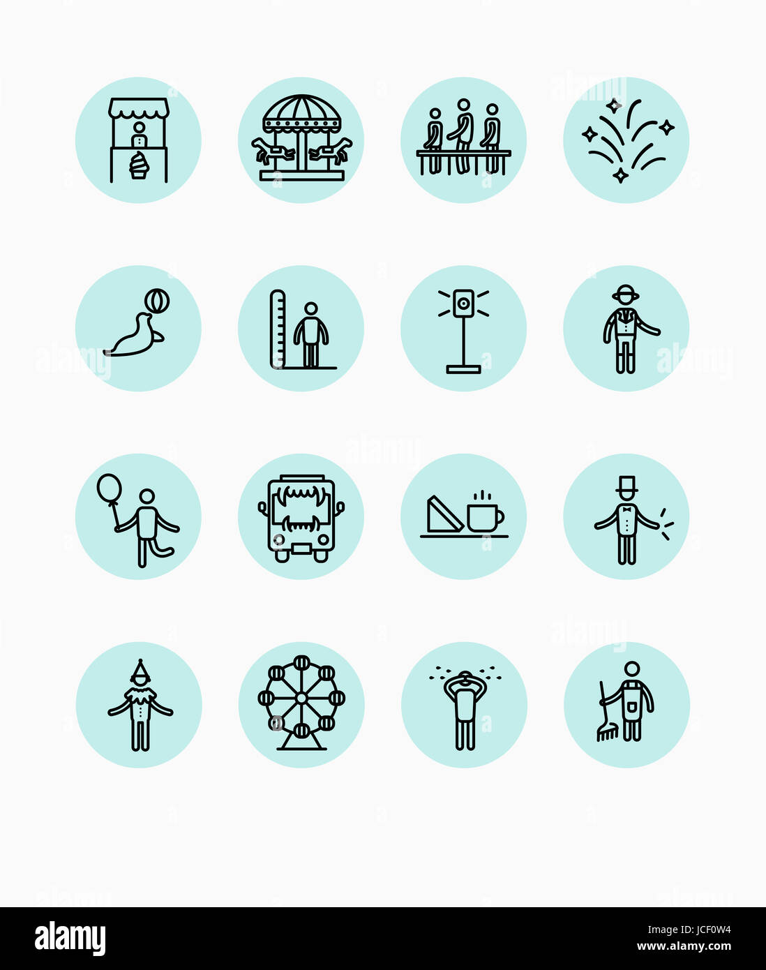 Set of pictogram icons related to amusement park Stock Photo - Alamy