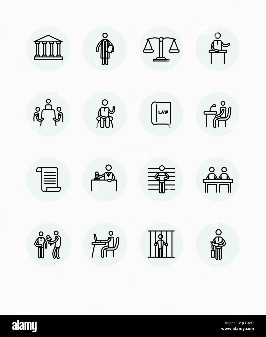 Pictogram icon set related to law Stock Photo - Alamy