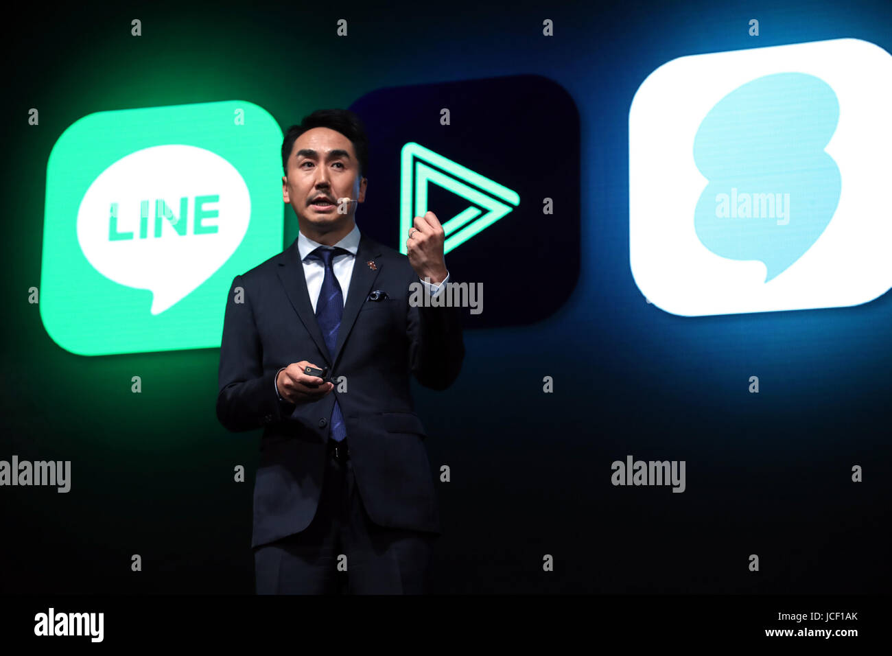 Tokyo, Japan. 15th June, 2017. Japan's SNS giant LINE president Takeshi ...