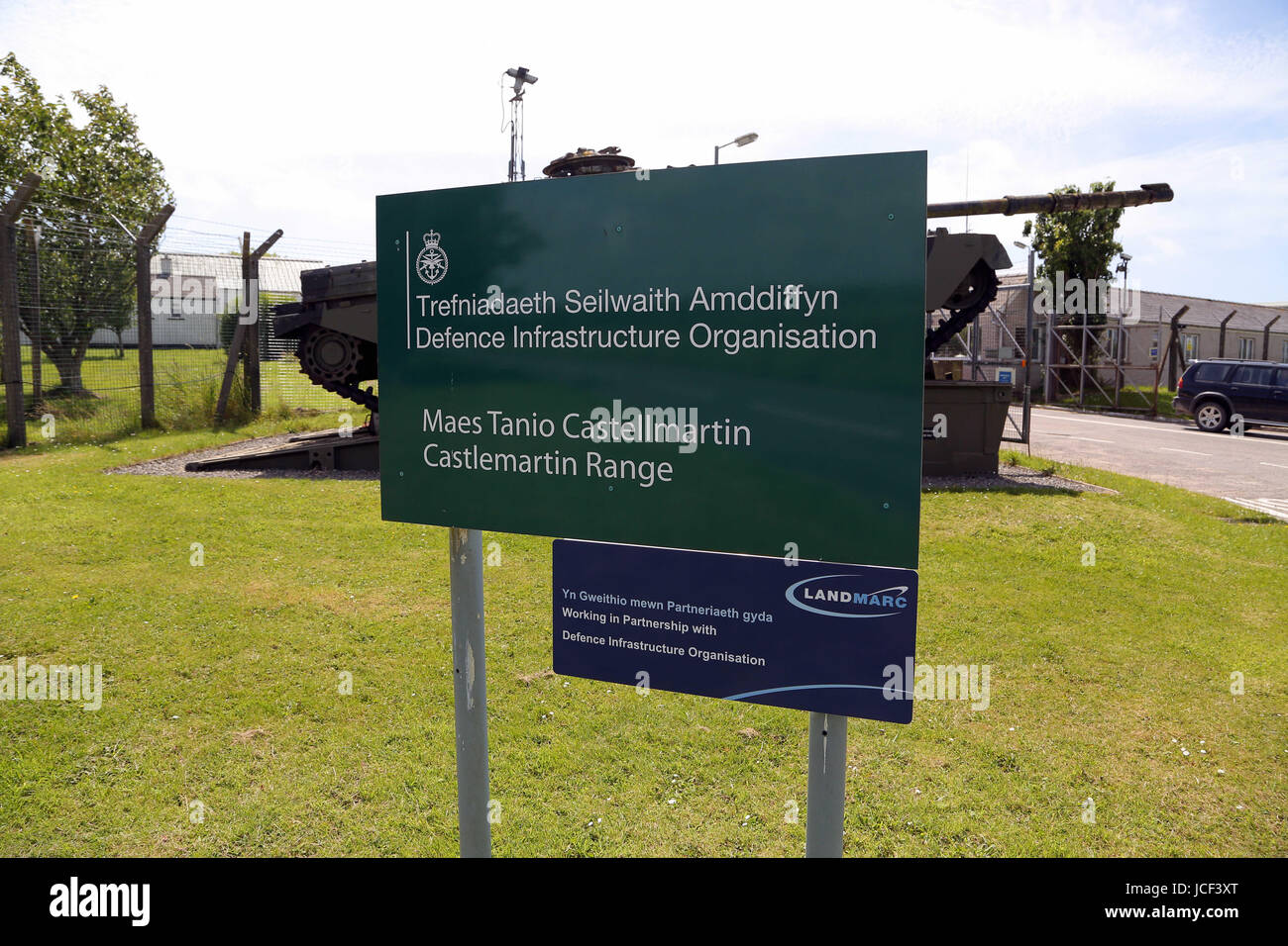 Castlemartin, UK. 15th June, 2017. The entrance to Castlemartin range ...