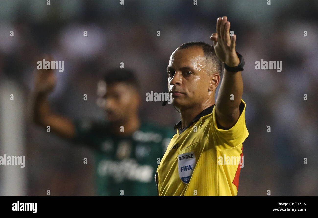 Santos, Brazil. 14th June, 2017. The referee Wilton Pereira Sampaio, of ...
