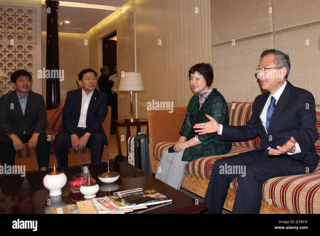 South Korea's envoy arrives in India Chung Dong-chea (R), South Korea's special envoy to India ...