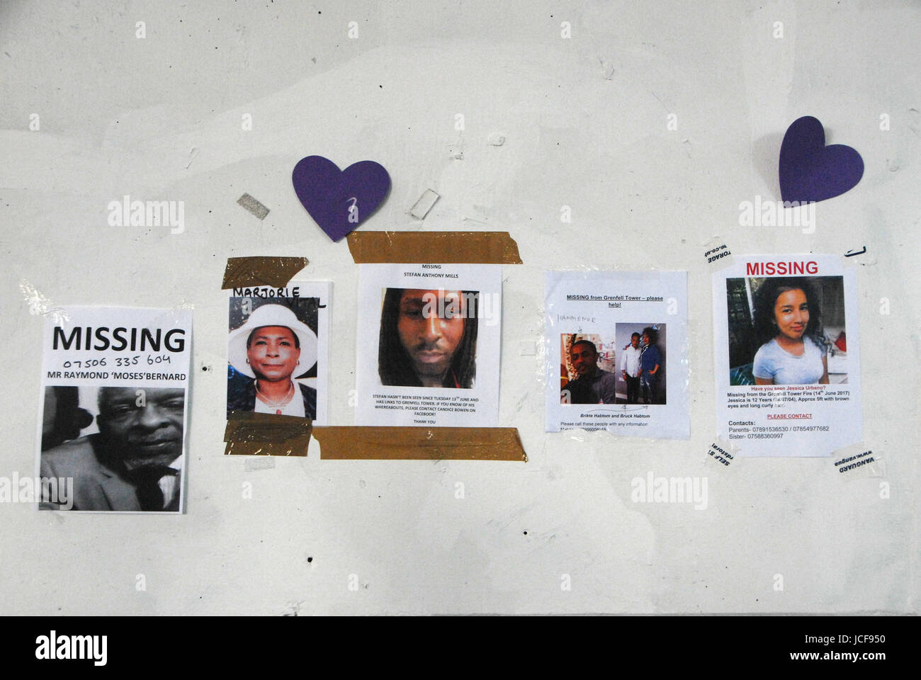 London, UK. 15th June, 2017. Posters looking for people missing after ...