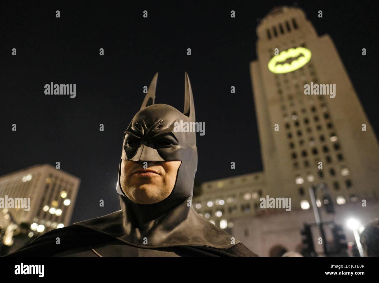 Los Angeles, California, USA. 15th June, 2017. A man dressed as Batman ...