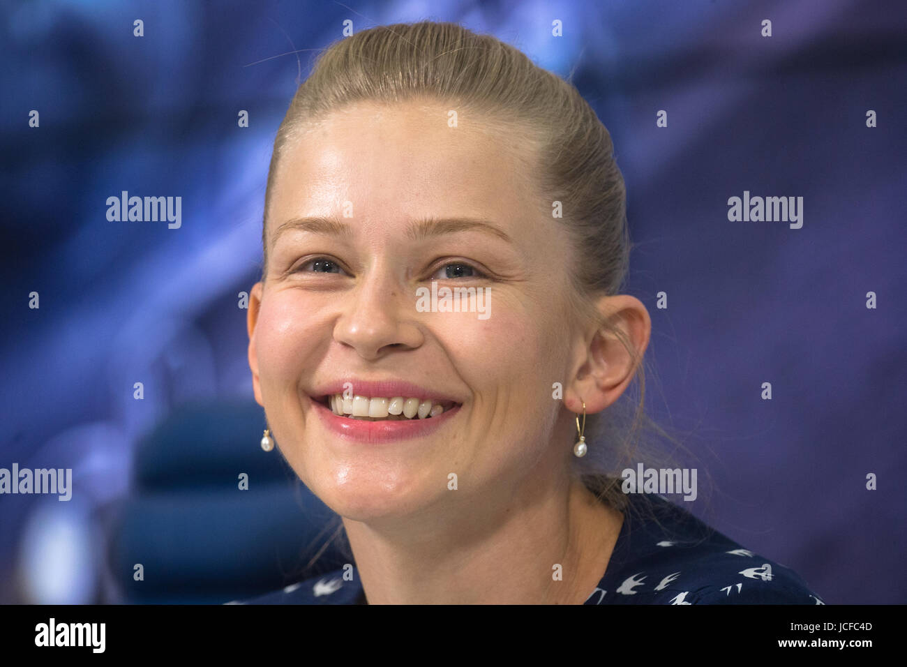 Moscow, Russia. 15th June, 2017. Actress Yulia Peresild speaks at a ...