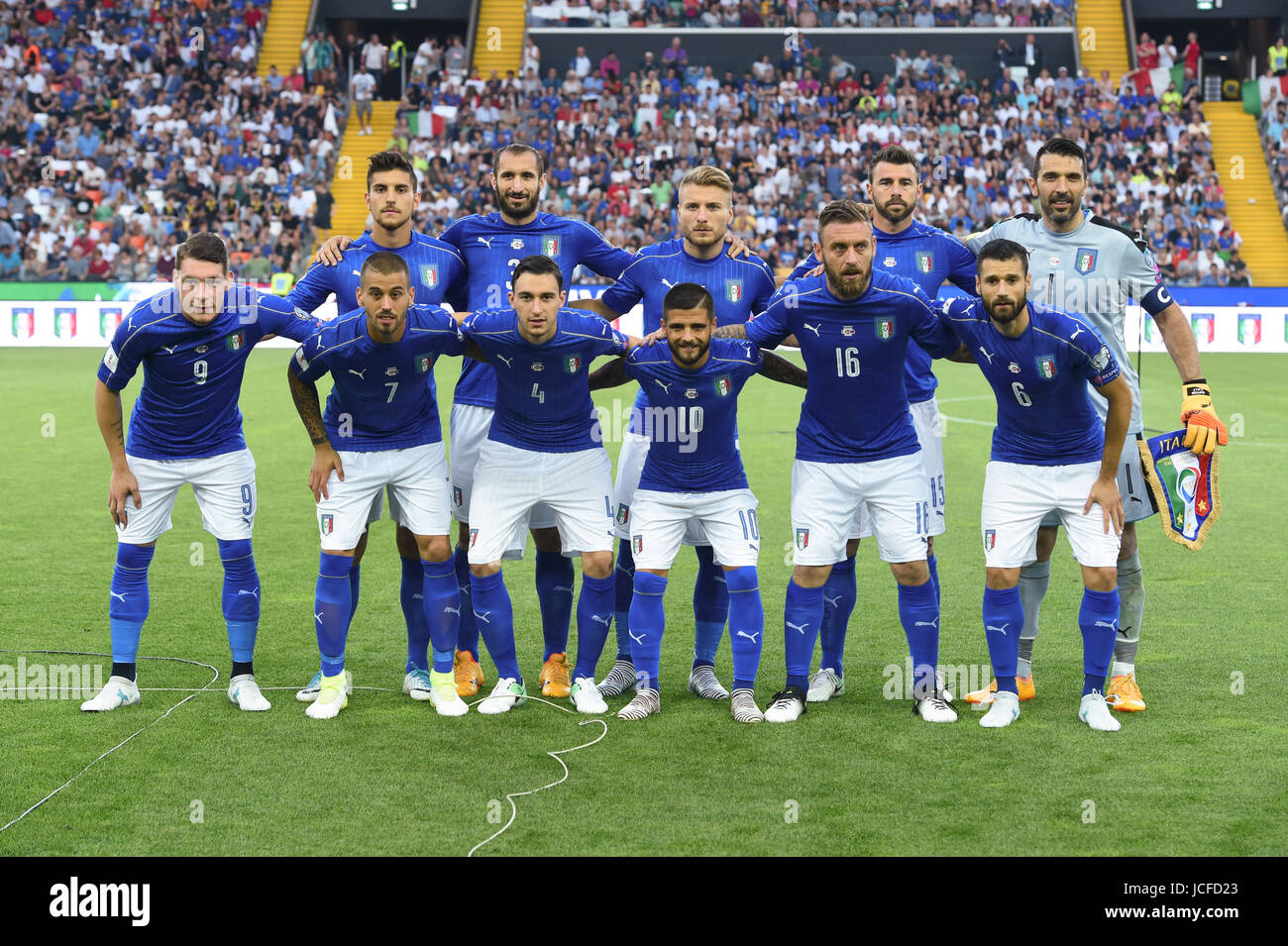 Udine, Italy. 11th June, 2017. Italy team group line-up (ITA) Football ...