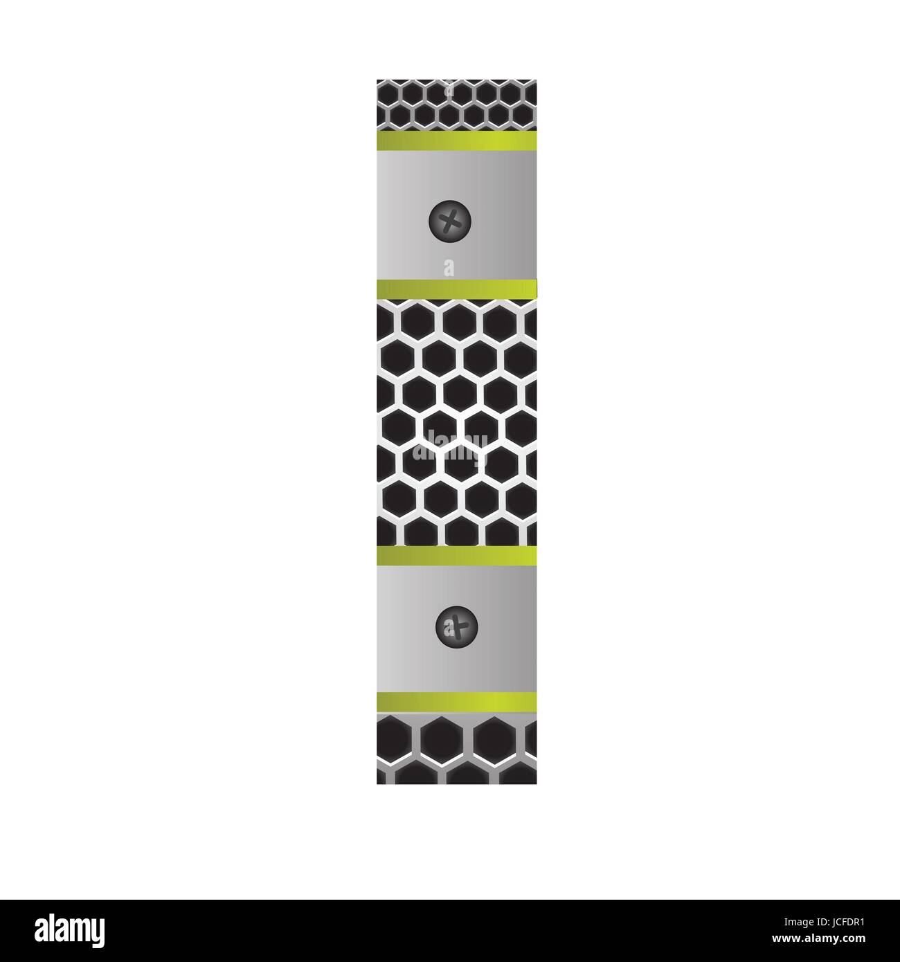 colorful illustration with perforated metal letter I on a white ...