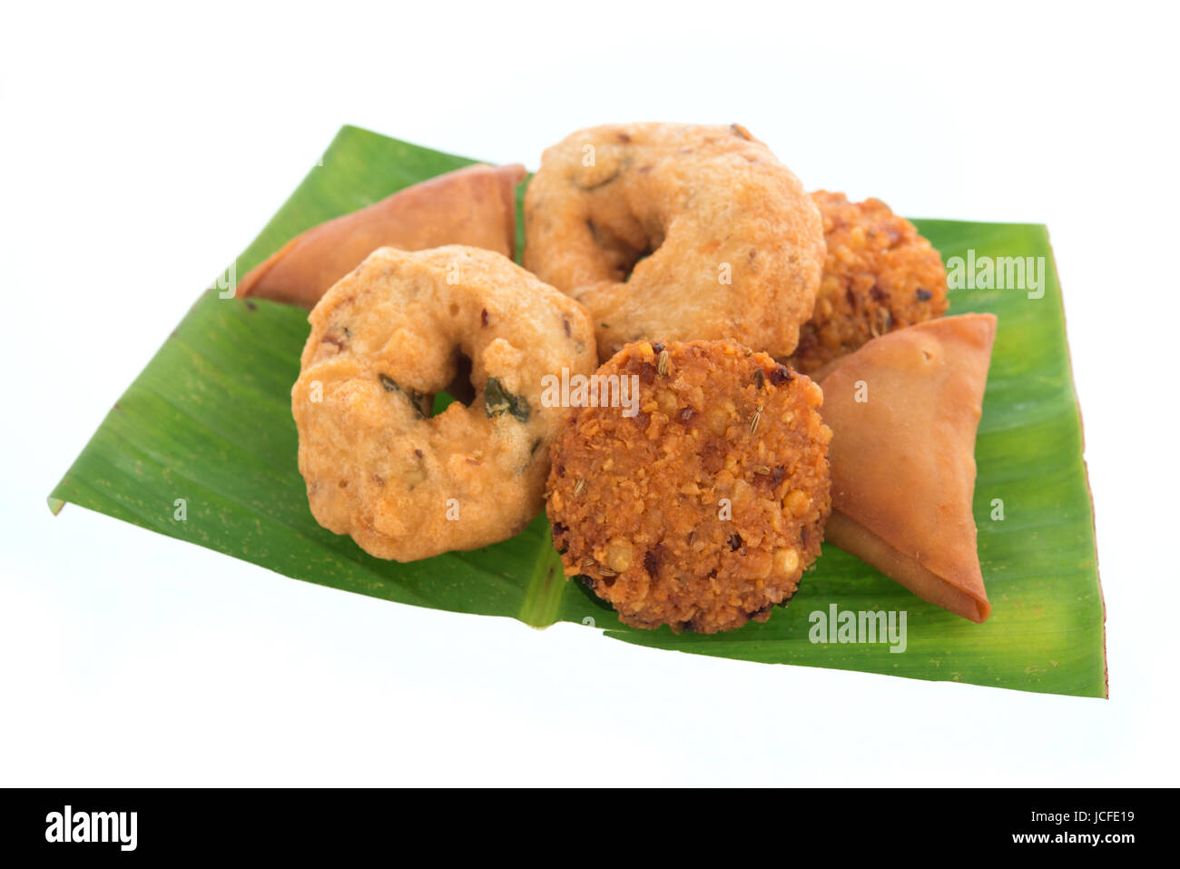 Traditional Indian snack platter isolated on white background Stock ...