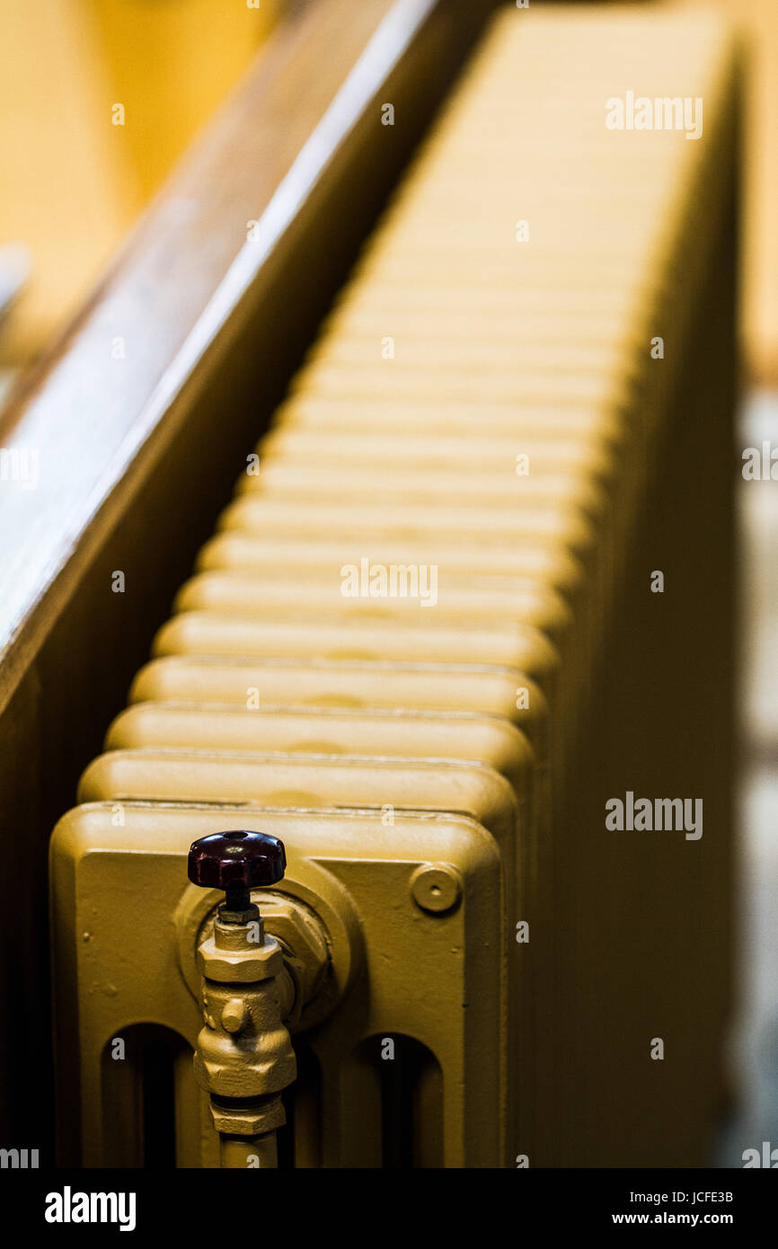 Beige Water Radiator Heater on a Wall Stock Photo - Alamy