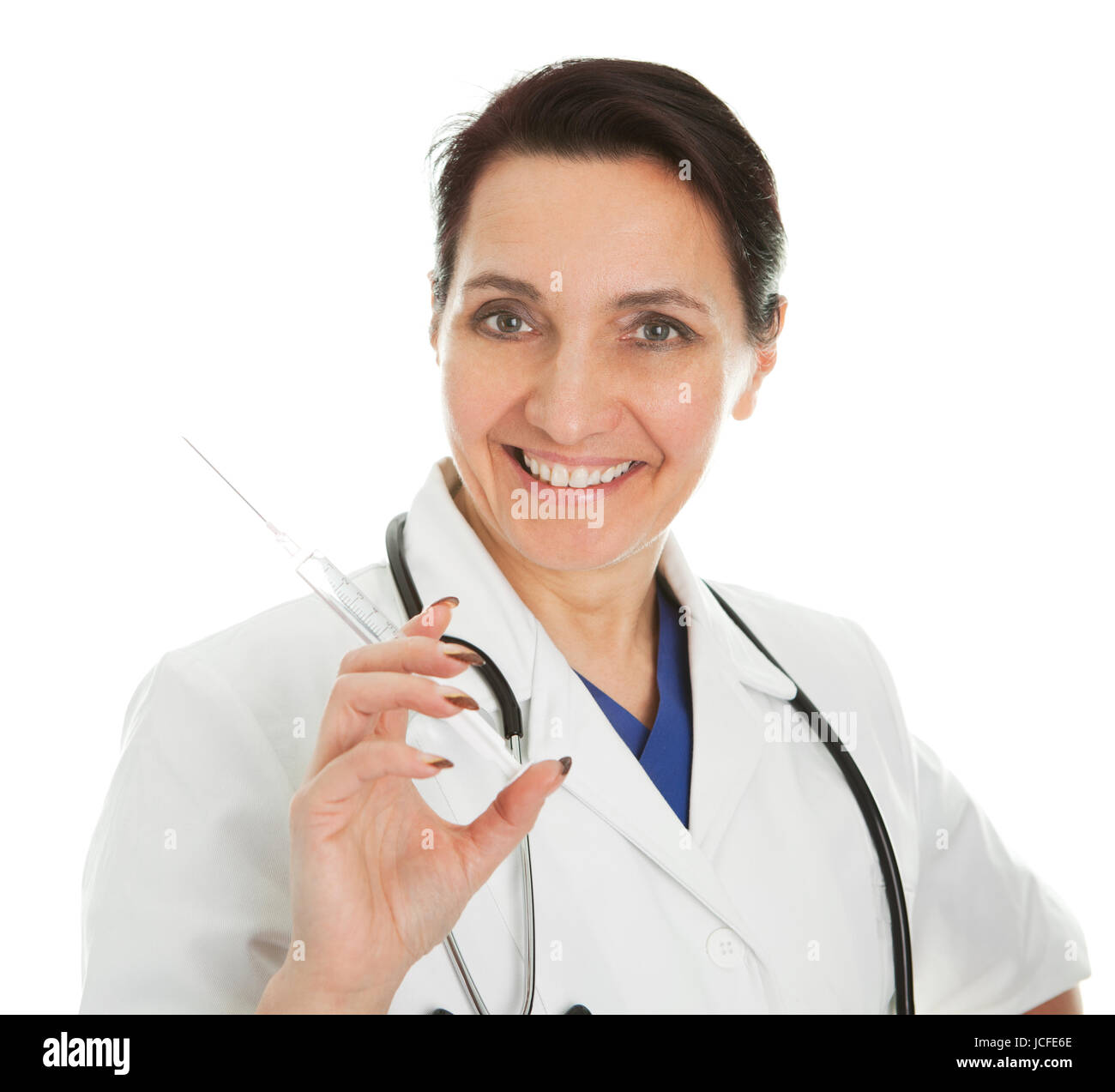 Confident doctor preparing injection. Isoalted on white Stock Photo - Alamy