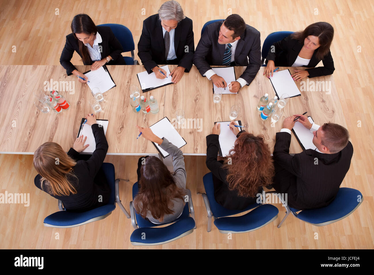 Overhead view of a board meeting hi-res stock photography and images ...