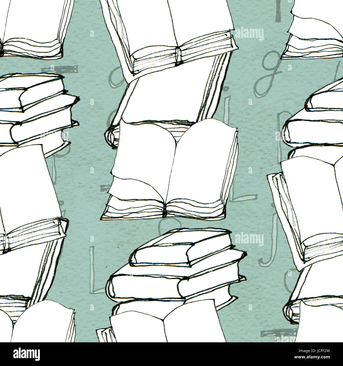 Seamless pattern with books Stock Photo - Alamy