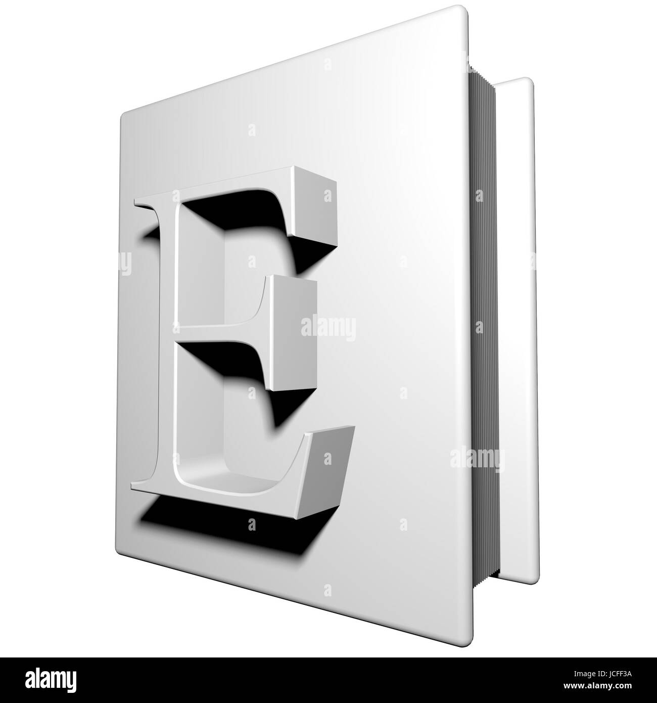 Book with letter E on the cover, 3d render Stock Photo - Alamy