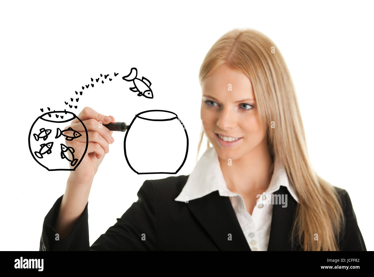 Cartoon woman escaping hi-res stock photography and images - Alamy