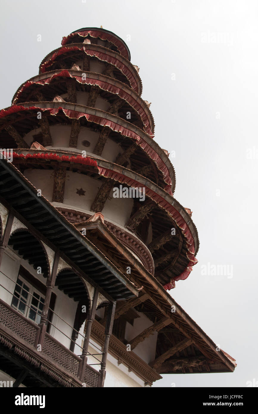 The round, pagoda-like turret of the Panch Mukhi Hanuman Mandiar in the ...