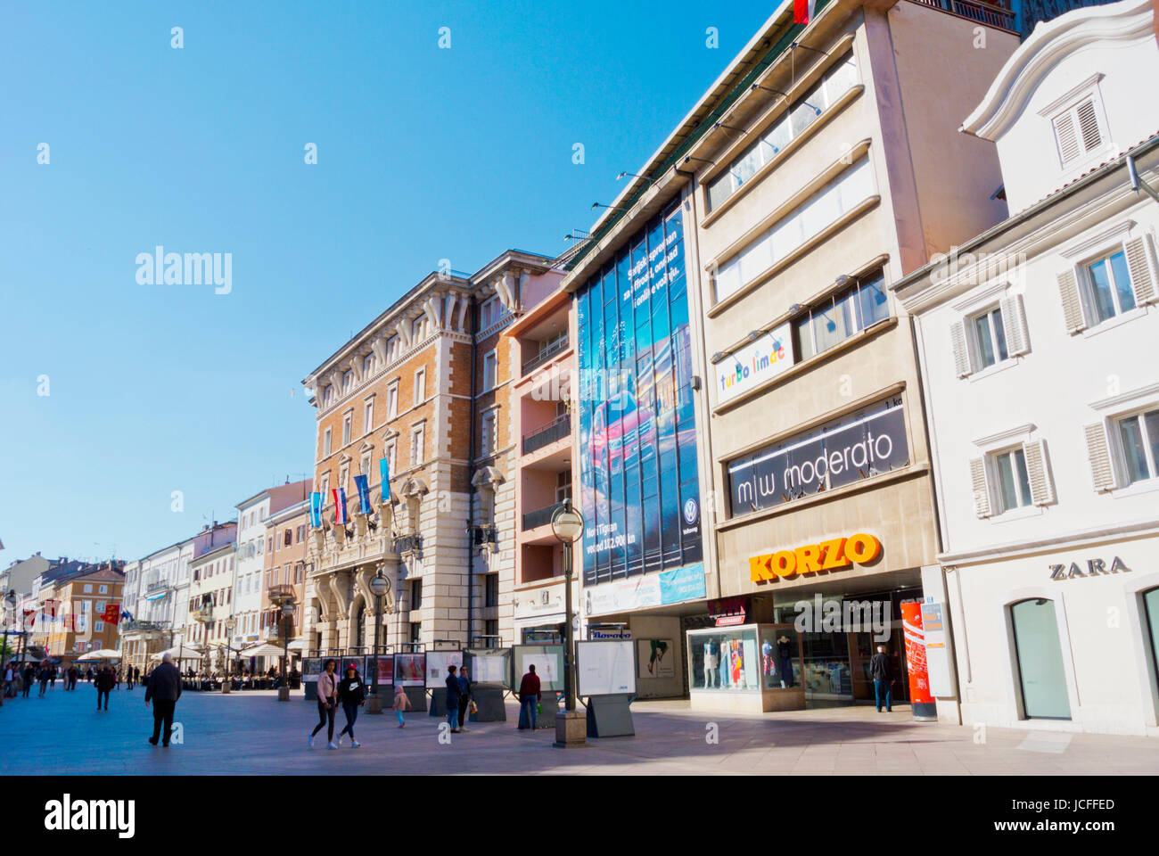 Korzo, main pedestrian street, Rijeka, Kvarner Bay, Croatia Stock Photo ...