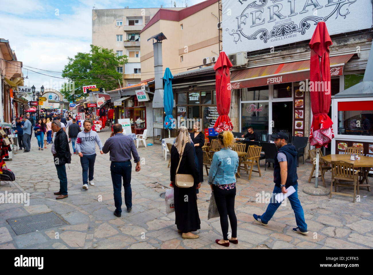 Bitpazarska street, Carsija, old bazaar area, Skopje, Macedonia Stock ...