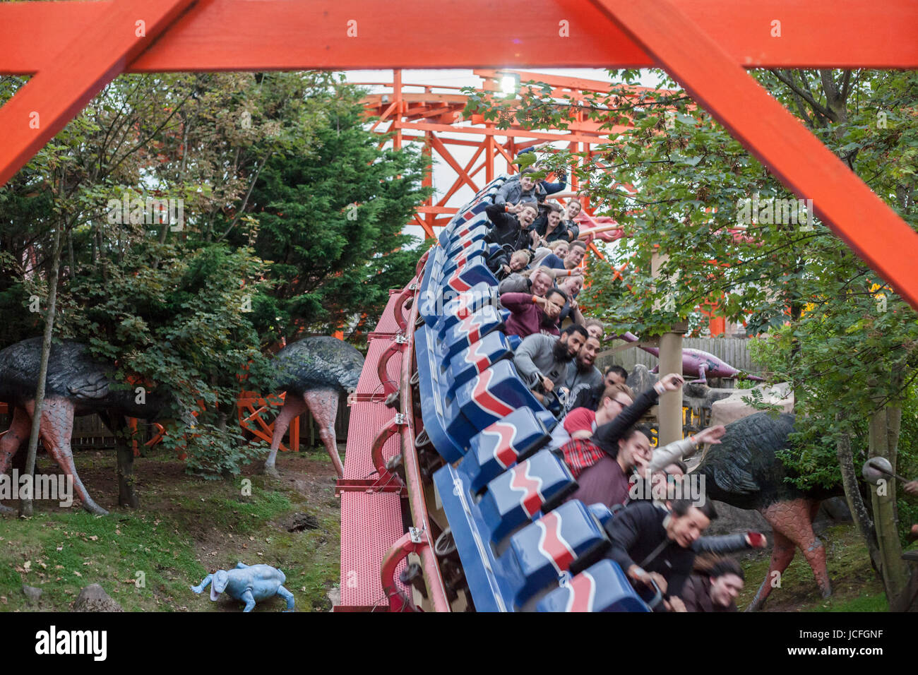 People riding roller coaster hi-res stock photography and images - Alamy