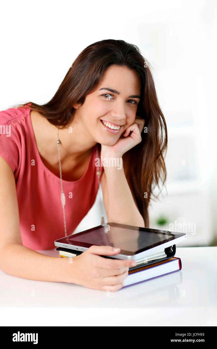 Portrait of beautiful smiling college student girl Stock Photo - Alamy