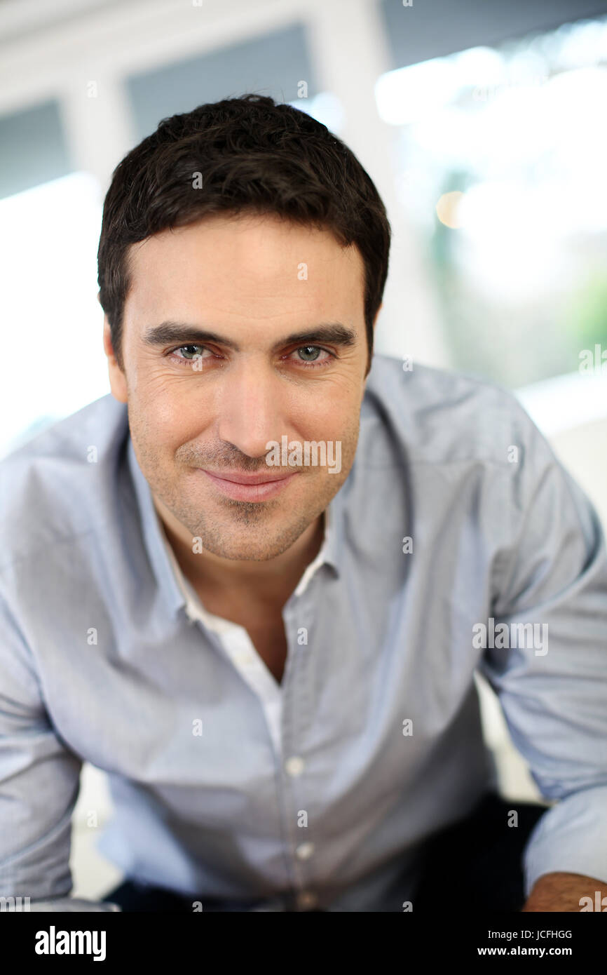 Portrait of handsome man with blue eyes Stock Photo - Alamy