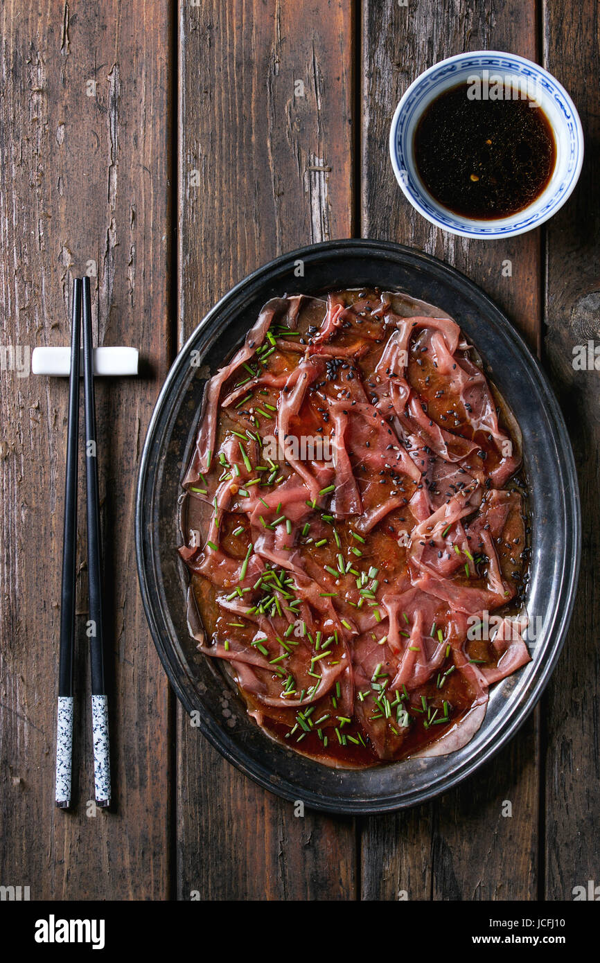 Asian style Beef carpaccio Stock Photo - Alamy