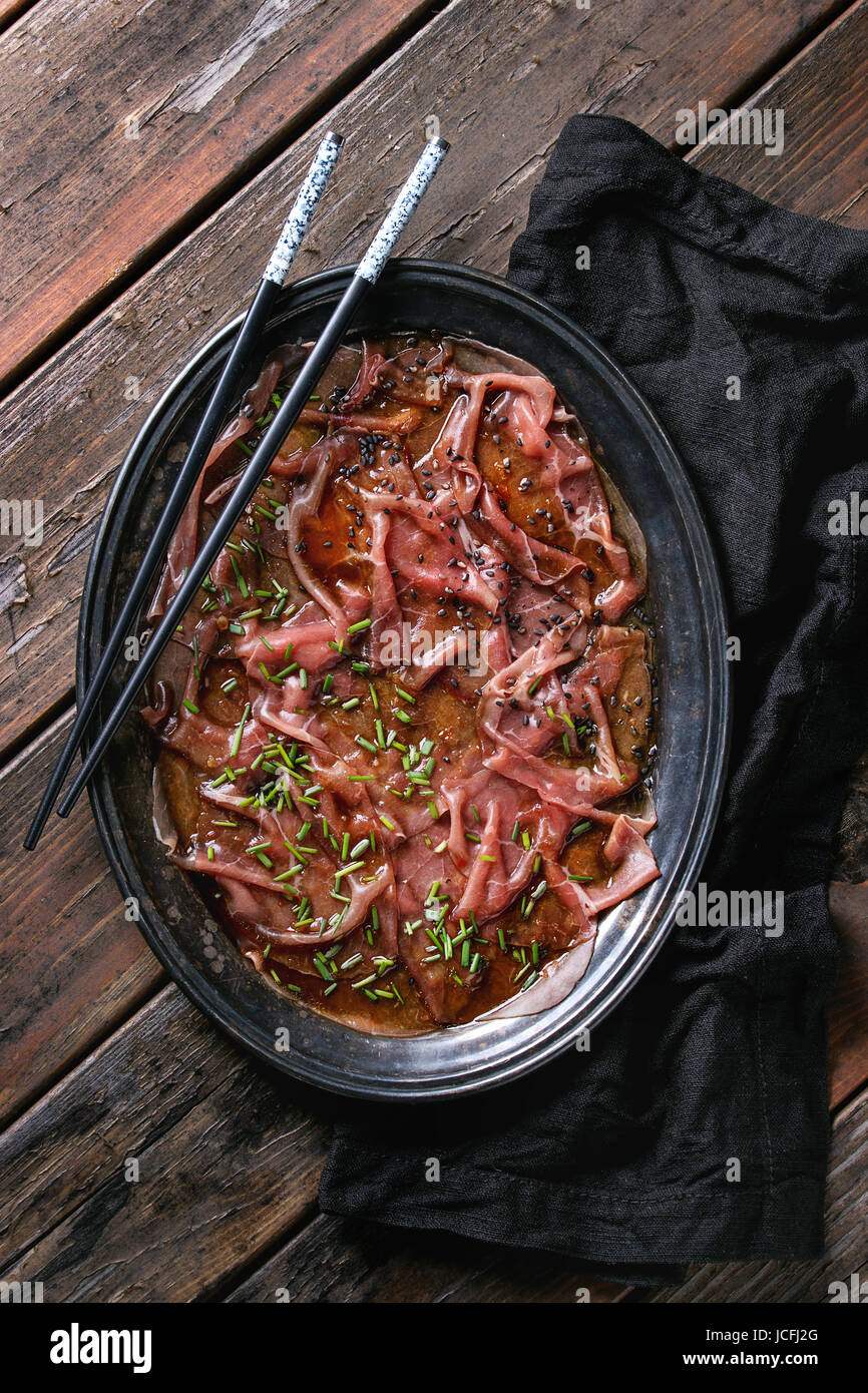 Asian style Beef carpaccio Stock Photo - Alamy