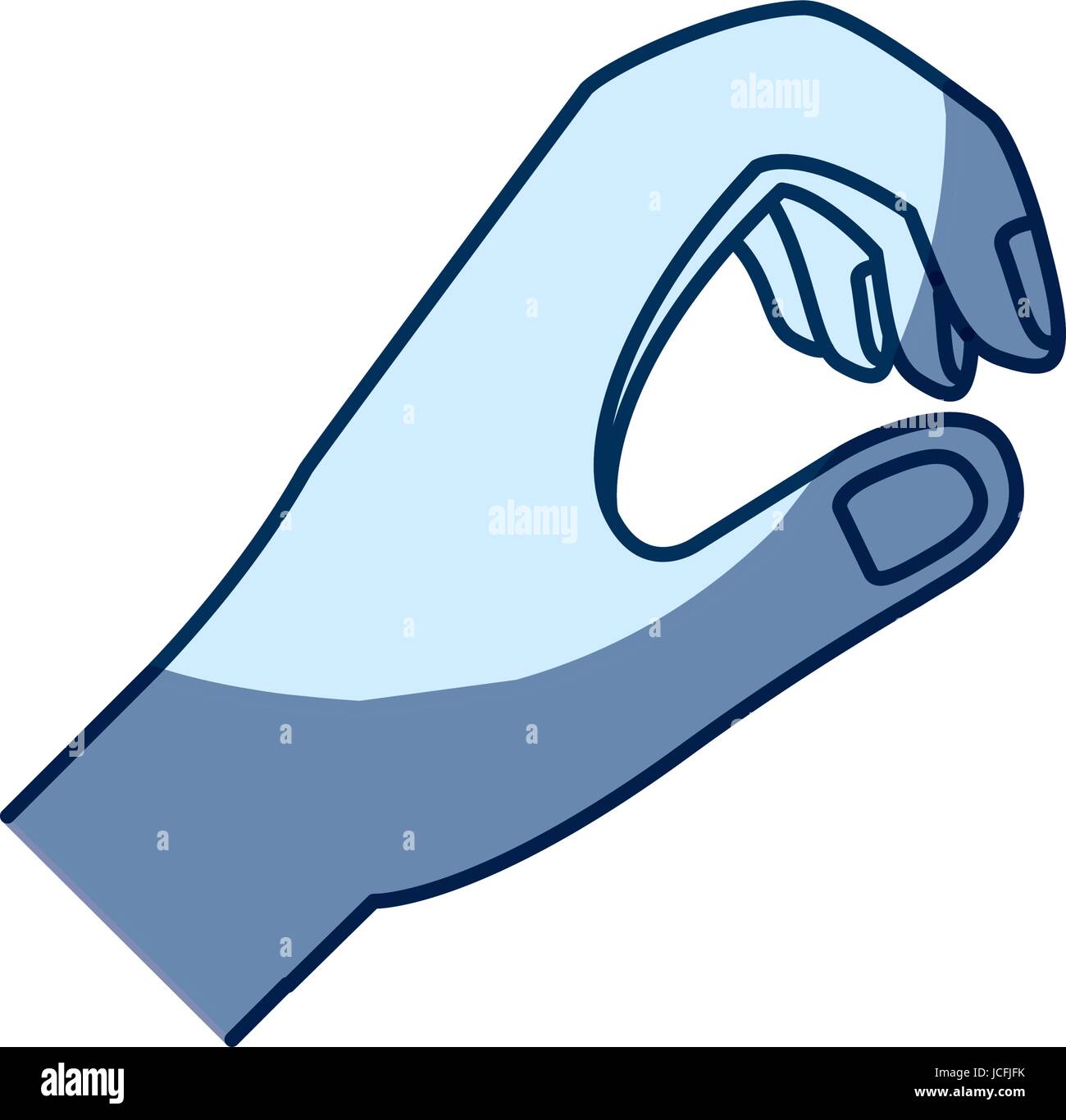 blue color silhouette shading of hand of symbol of giving Stock Vector ...