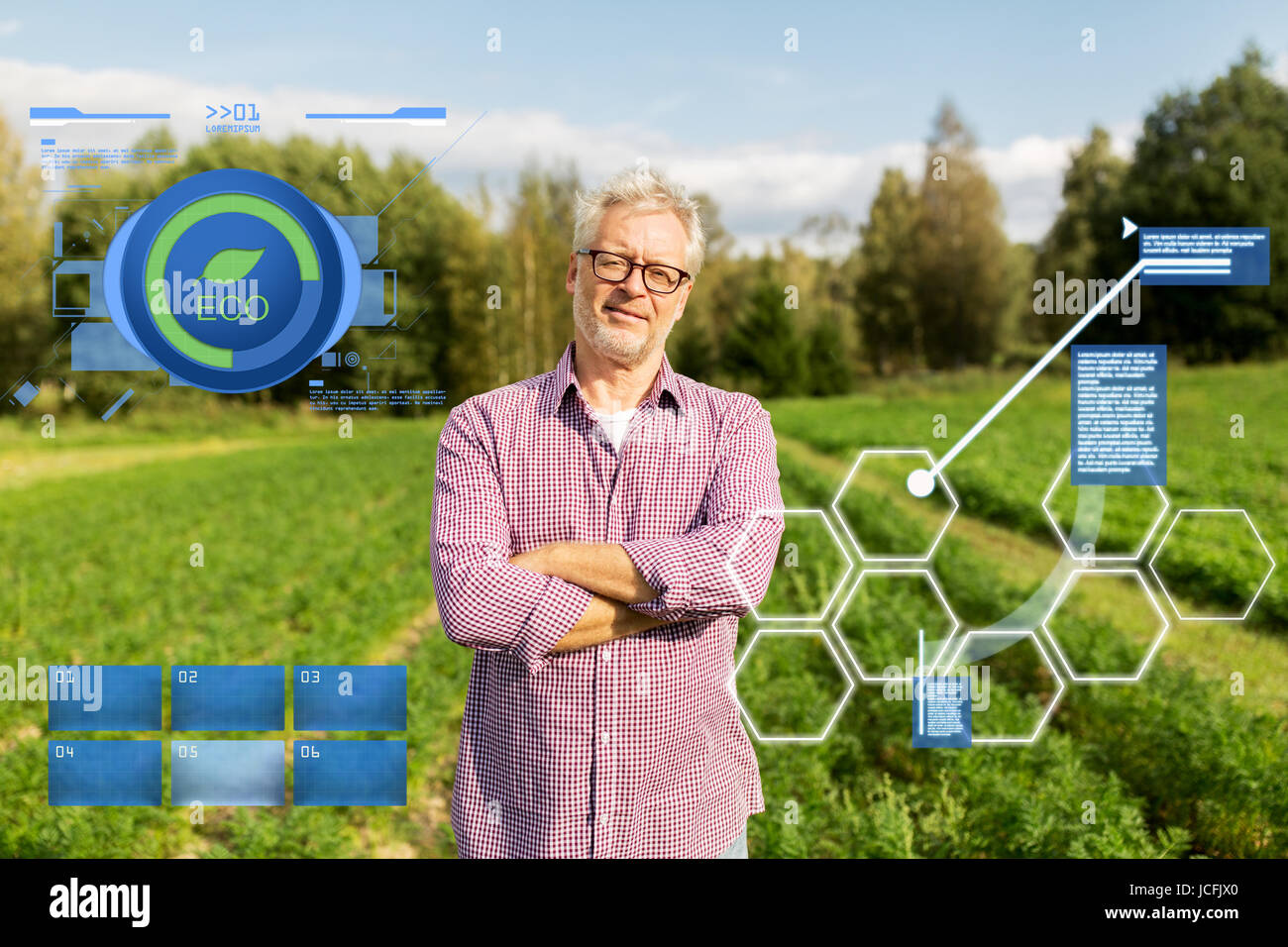 happy senior man at farm Stock Photo - Alamy