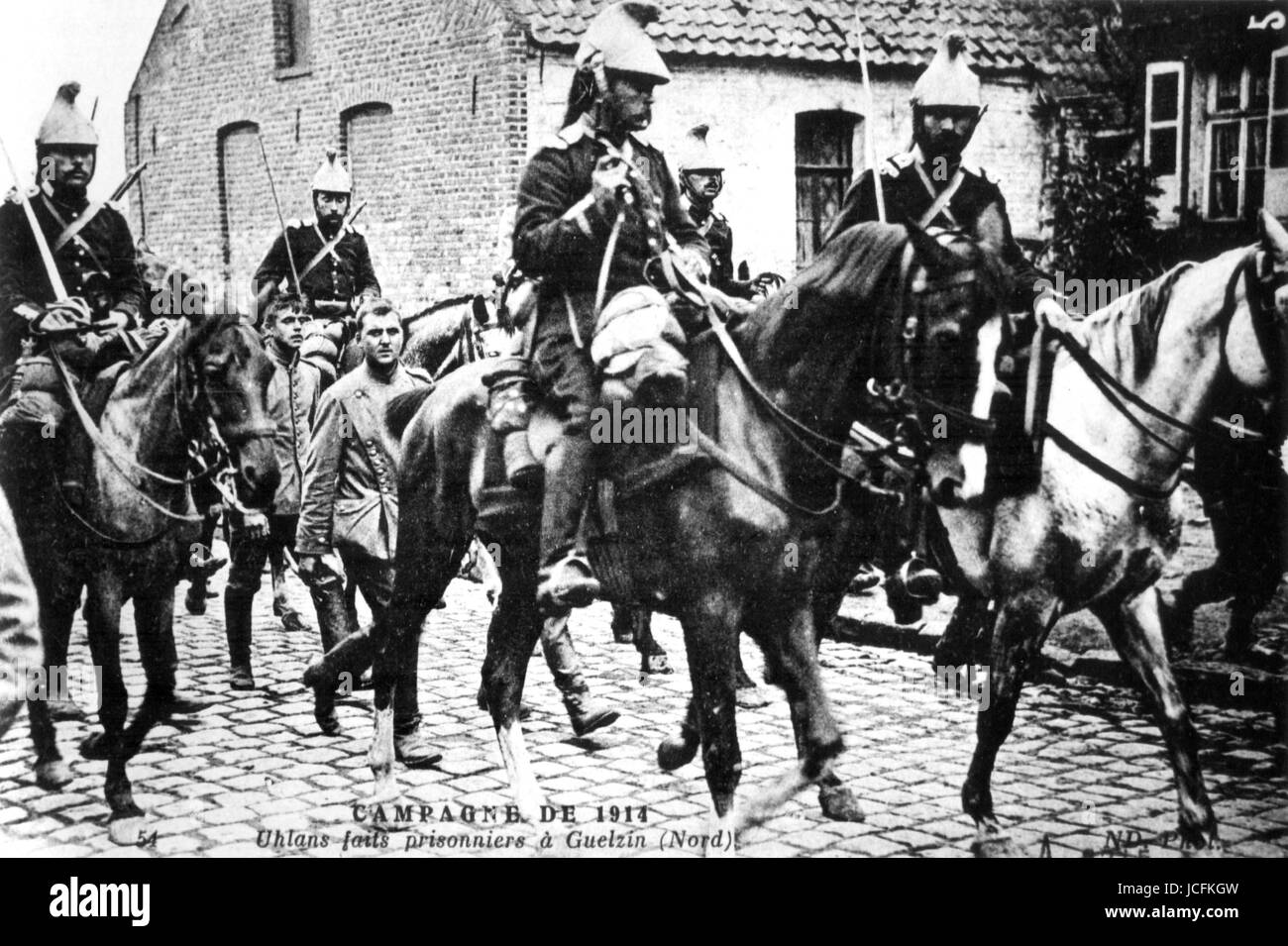 Uhlans made captive in Guelzin, in the north of France 1914 World War I ...