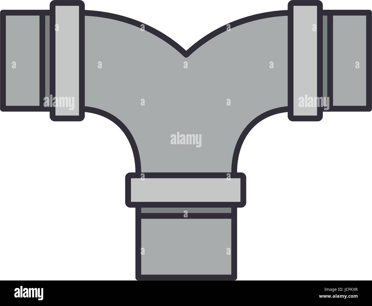 white background with color silhouette of drain pipe t connection with ...