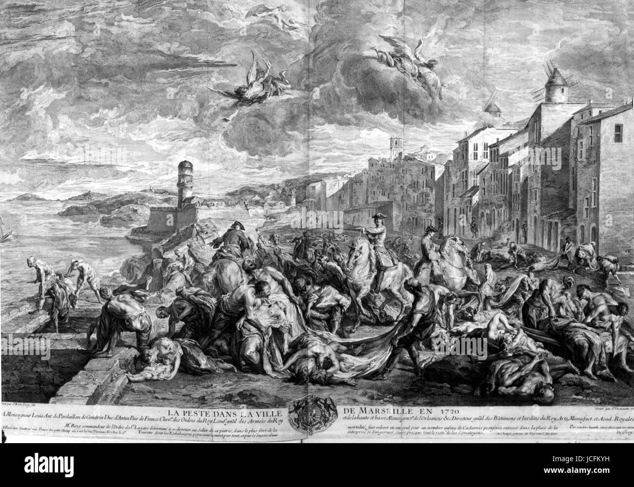 1720, The Great Plague in Marseilles. Mr Rose, commander of the orders ...